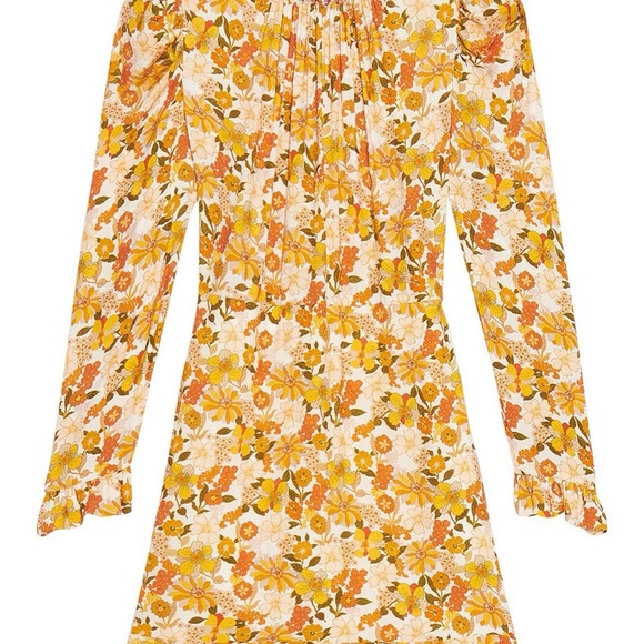 Sandro | Dresses | Sandro Floral Midi Dress Yellow And Orange | Poshmark